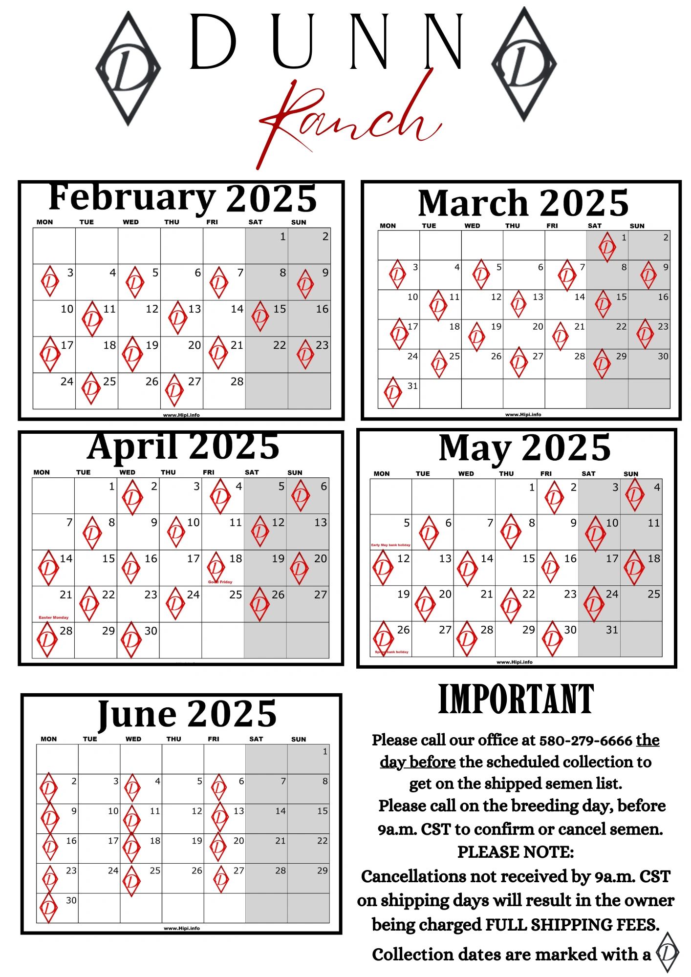 2025 Collection Calendar